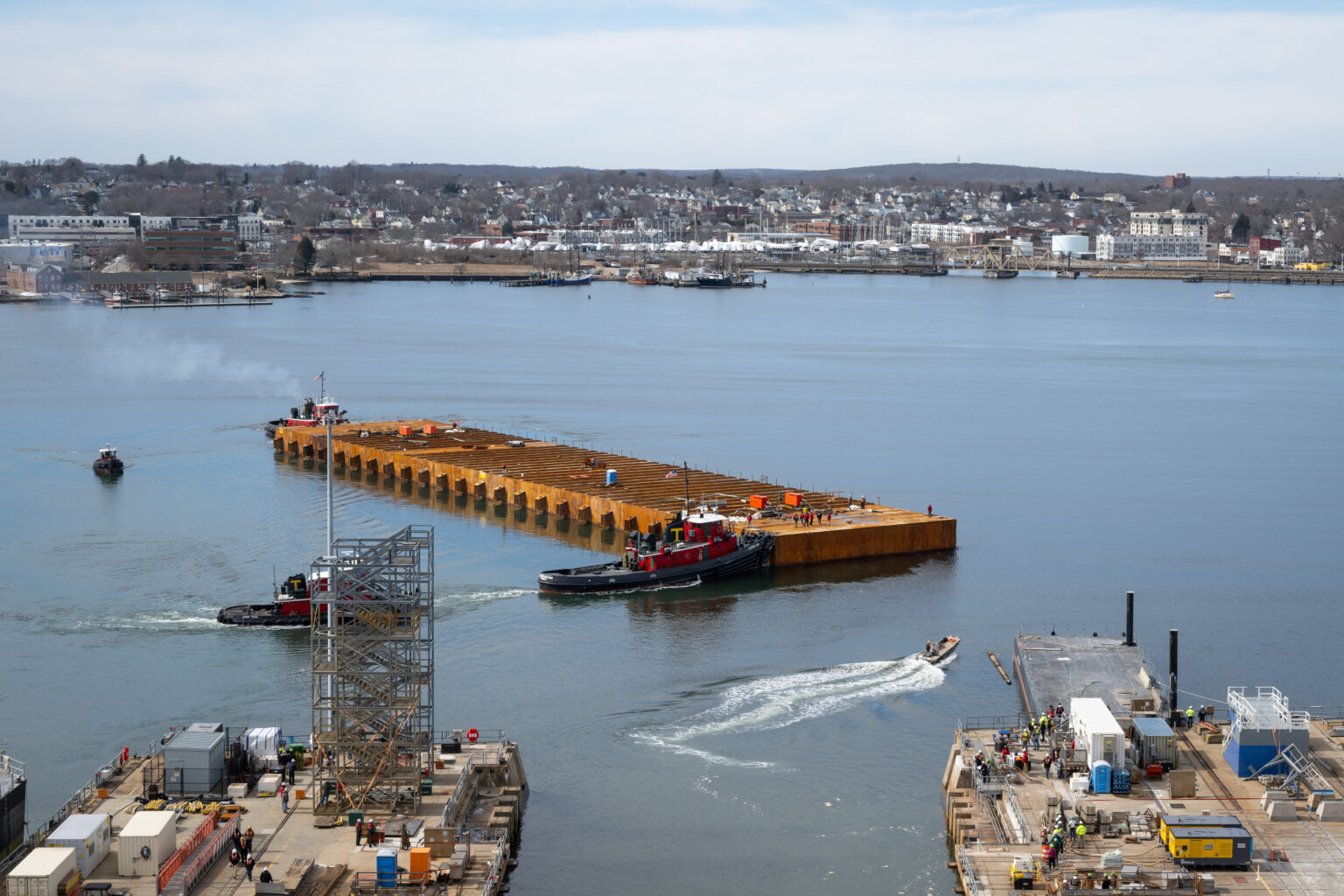 Electric Boat’s Graving Dock 3 Pontoon Heads up the Thames River for ...